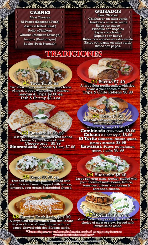 To Go Menu – El Torito Taqueria